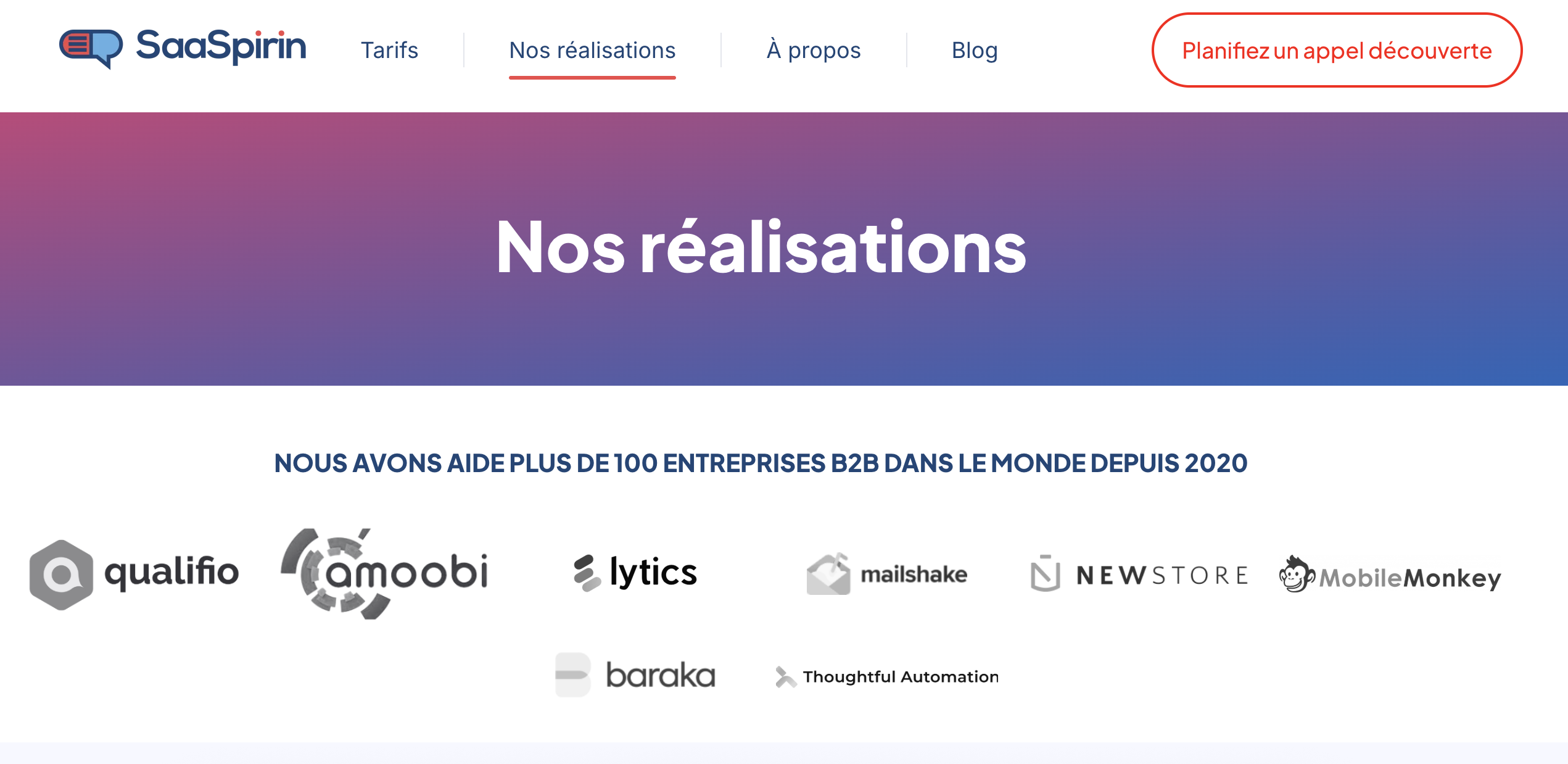 Nos réalisations | Exemples de Case Studies B2B par SaaSpirin